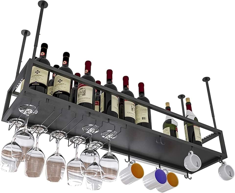 Ceiling Hanging Bar Unit Wine Rack Ceiling Wall-Mounted Wine Bottle ...