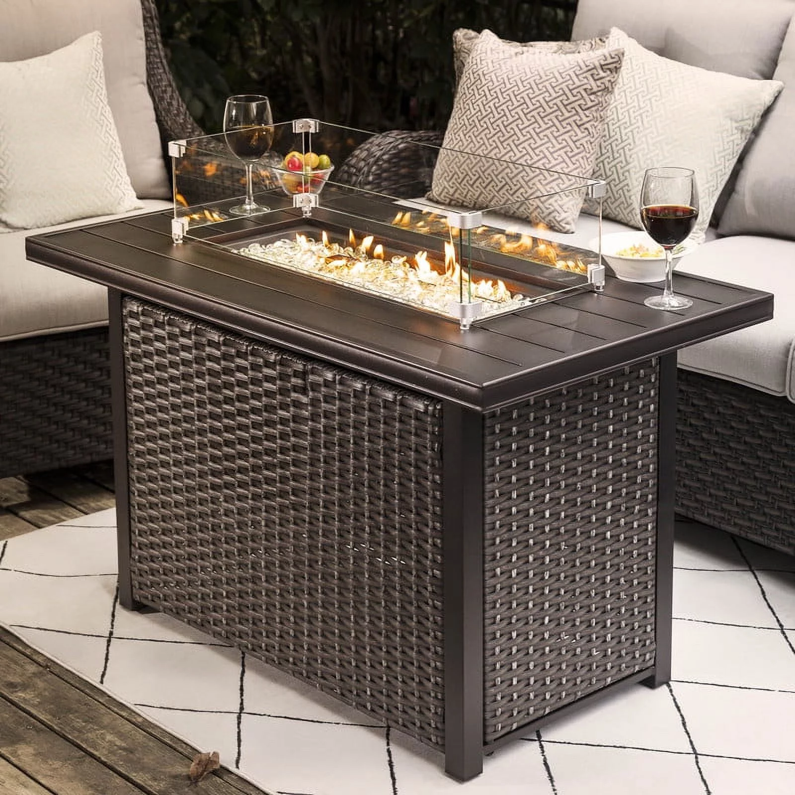Nuu Garden Outdoor 43 inch 50,000 BTU Propane Gas Fire Pit Table ...