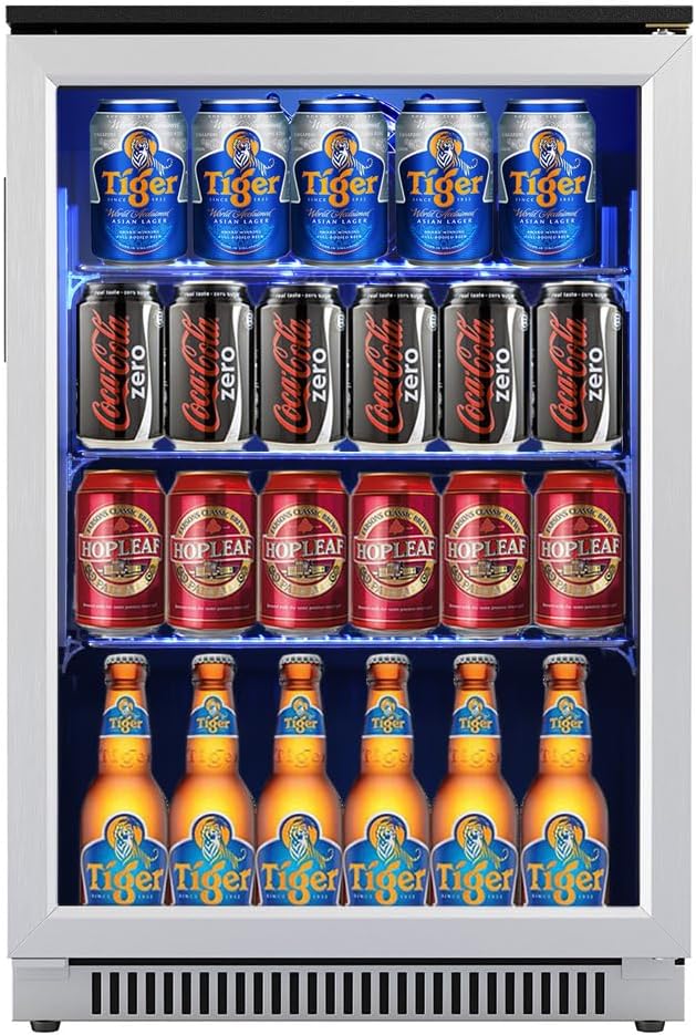 20 Inch Wide Built in Beverage Refrigerator with Clear Glass Front Door ...