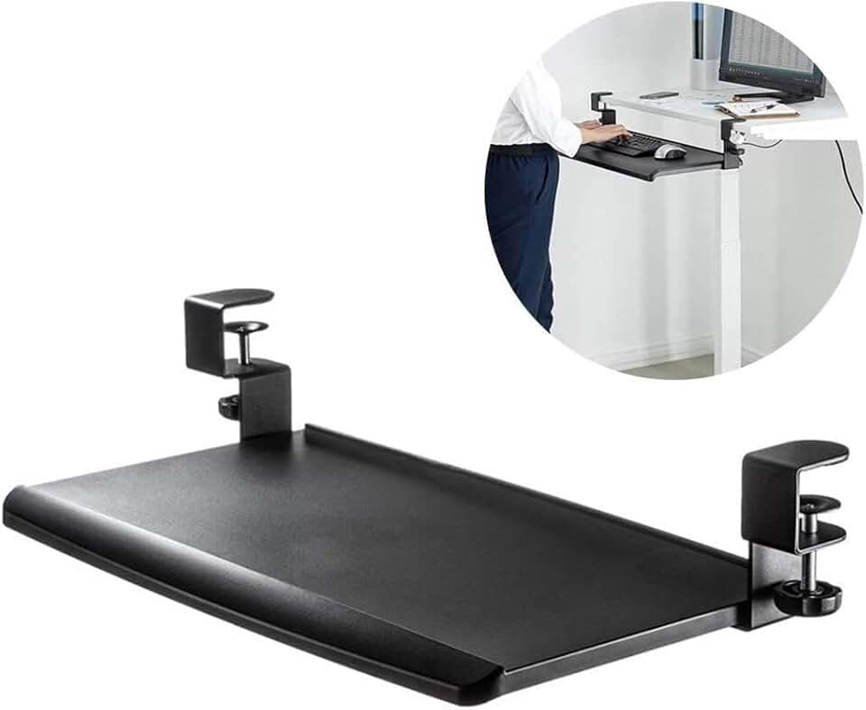 Ergonomic Keyboard Tray Under Desk with Sliding Mouse Tray - Steel ...