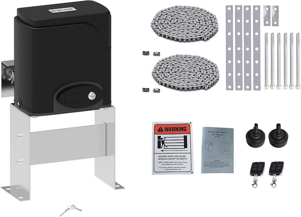 Automatic Sliding Gate Operator Kit with Two Transmitters and ...