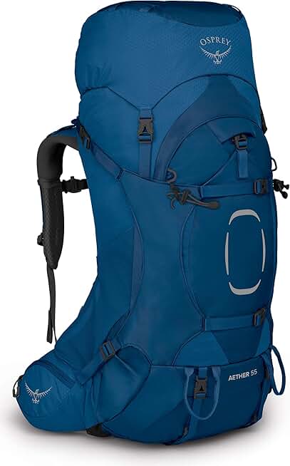 Osprey Aether 55L Men's Backpacking Backpack, Deep Water Blue, S/M ...