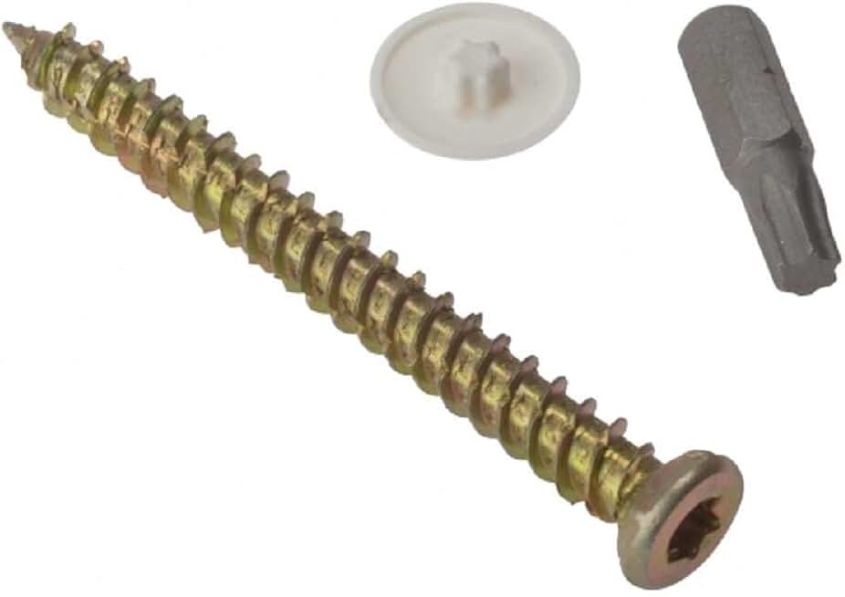 500 X 7.5mm x 152mm Concrete Frame Screws with Caps & Torx Bit ...