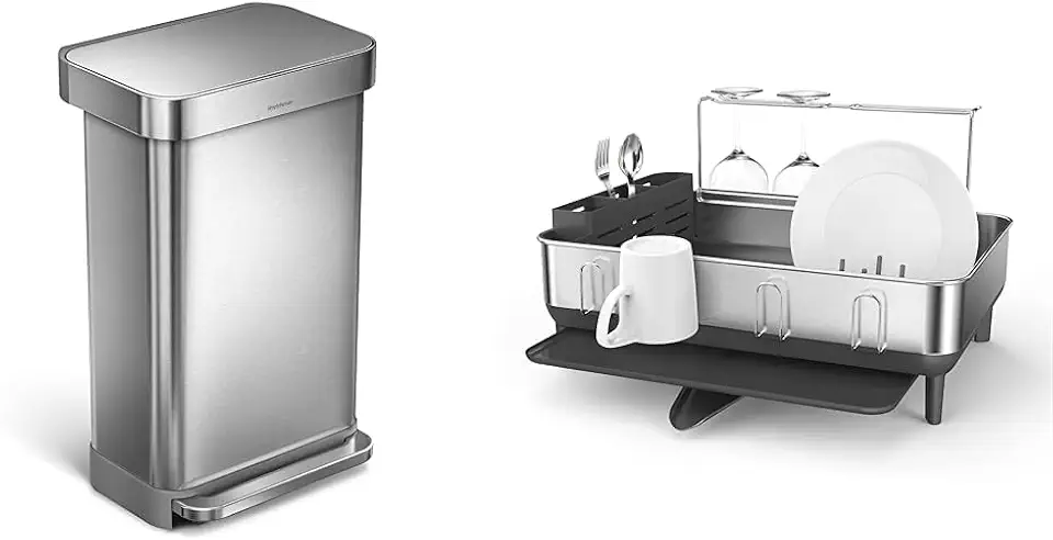 simplehuman 45 Liter / 12 Gallon Rectangular Hands-Free Kitchen Step ...