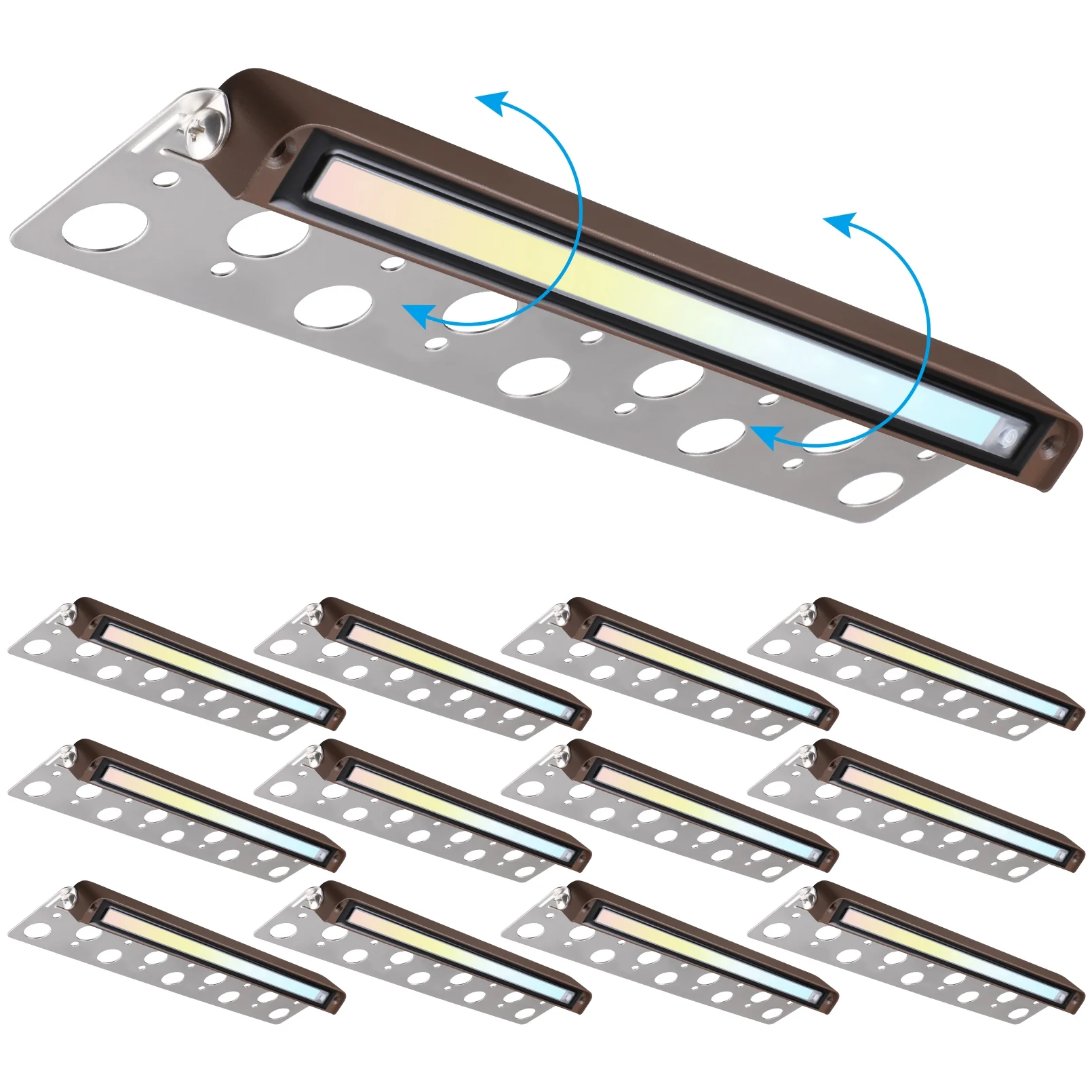 LEONLITE 12 Pack 5CCT 12 Inch Hardscape Lighting Low Voltage LED Swivel ...