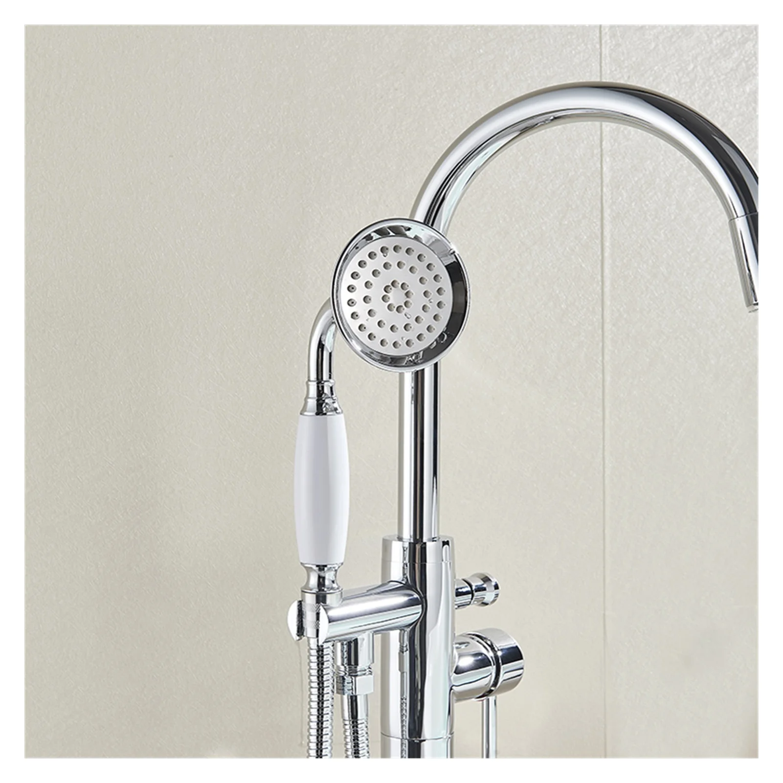 LED Electroplated Ceramic High Rise Rainfall Spout Bath Mixer Tap Floor ...