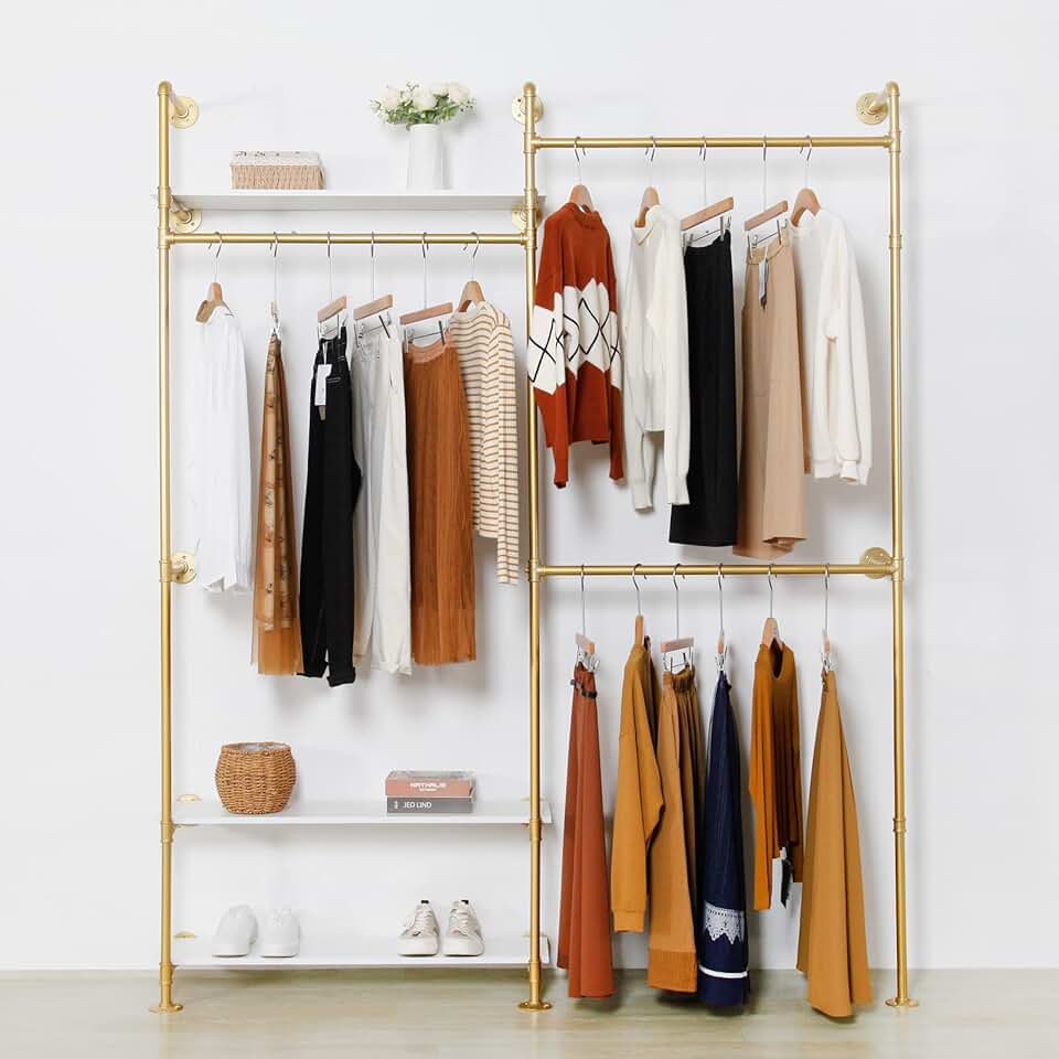 Modern Simple Industrial Pipe Clothing Rack Wall Mounted Hanging Rods ...