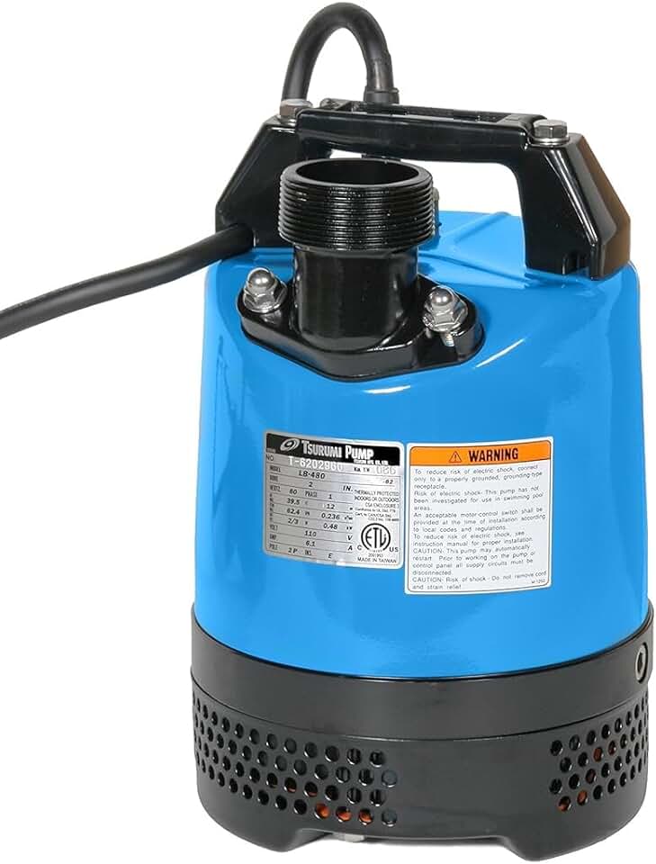 Tsurumi Pump LB-480 2" 2/3HP Submersible Dewatering Pump, Blue - Arizona Outlet