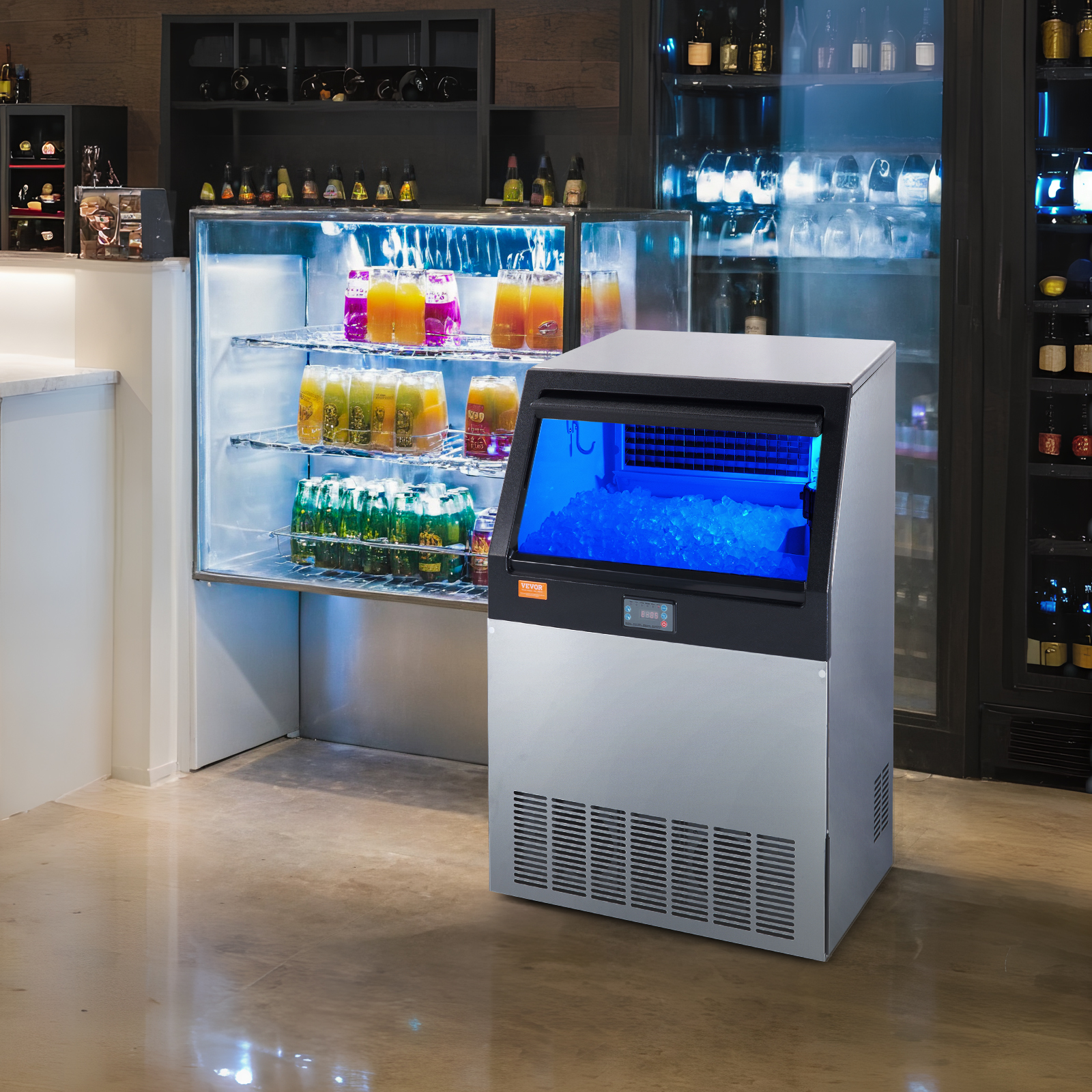 SKYSHALO Commercial Ice Maker Freestanding Cabinet Machine 200 lbs/24H 90 Ice Cubes - Arizona Outlet