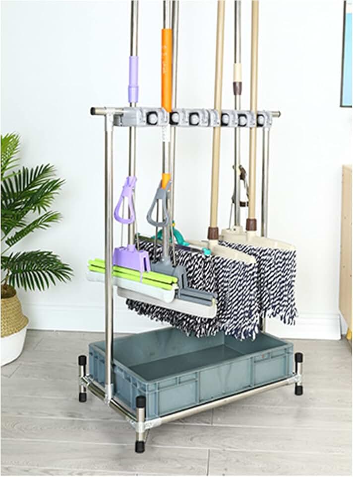 Movable Commercial Floor-Mounted Mop Rack,Utility Holder for Mops and ...