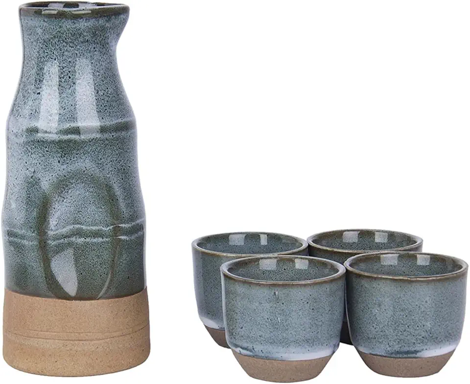 Sake Pot Set Glazed Naive Handmade Handpainted Ceramics Pottery ...