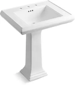 27 x 22 in. Rectangular Pedestal Sink and Base in White - Arizona Outlet