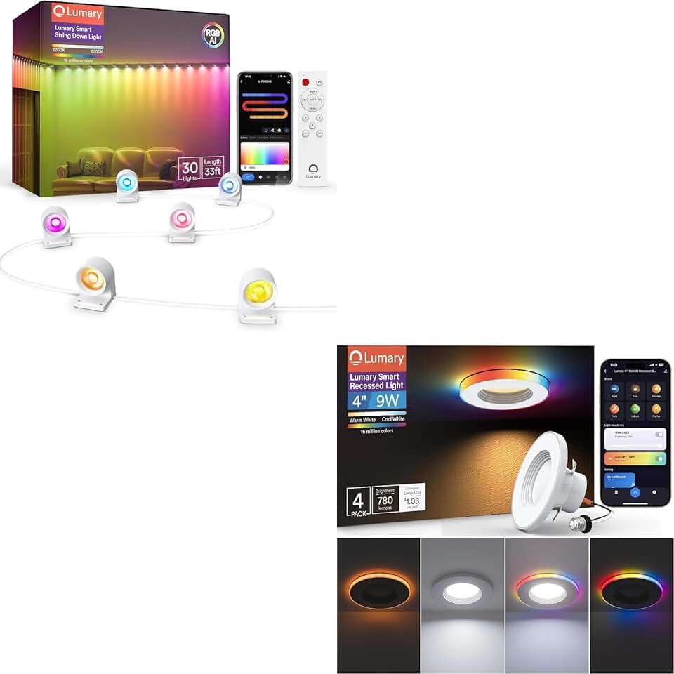 Lumary RGBAI String Downlights Smart LED String Lights 20ft with 30 ...
