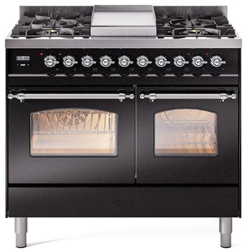 ILVE Nostalgie II 40-Inch Dual Fuel Freestanding Range in Glossy Black ...