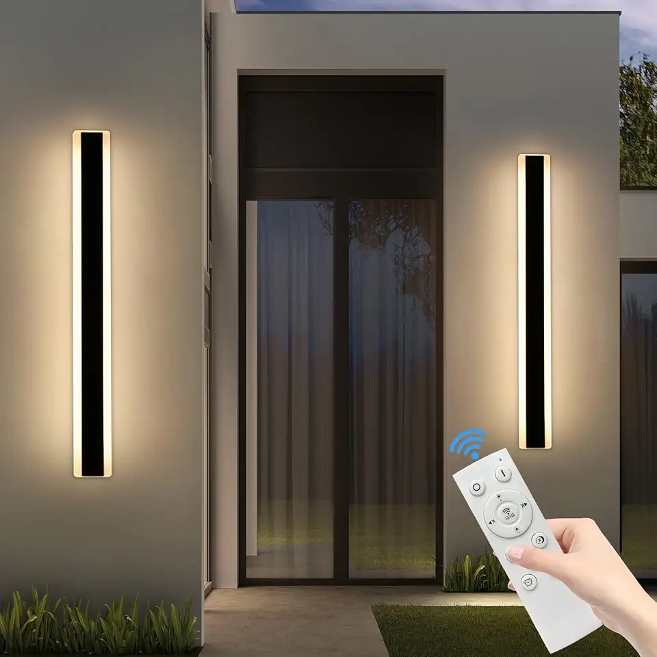 2 Pack 31.4inch Modern Outdoor LED Wall Sconce, Dimmable 3000K-6000K ...