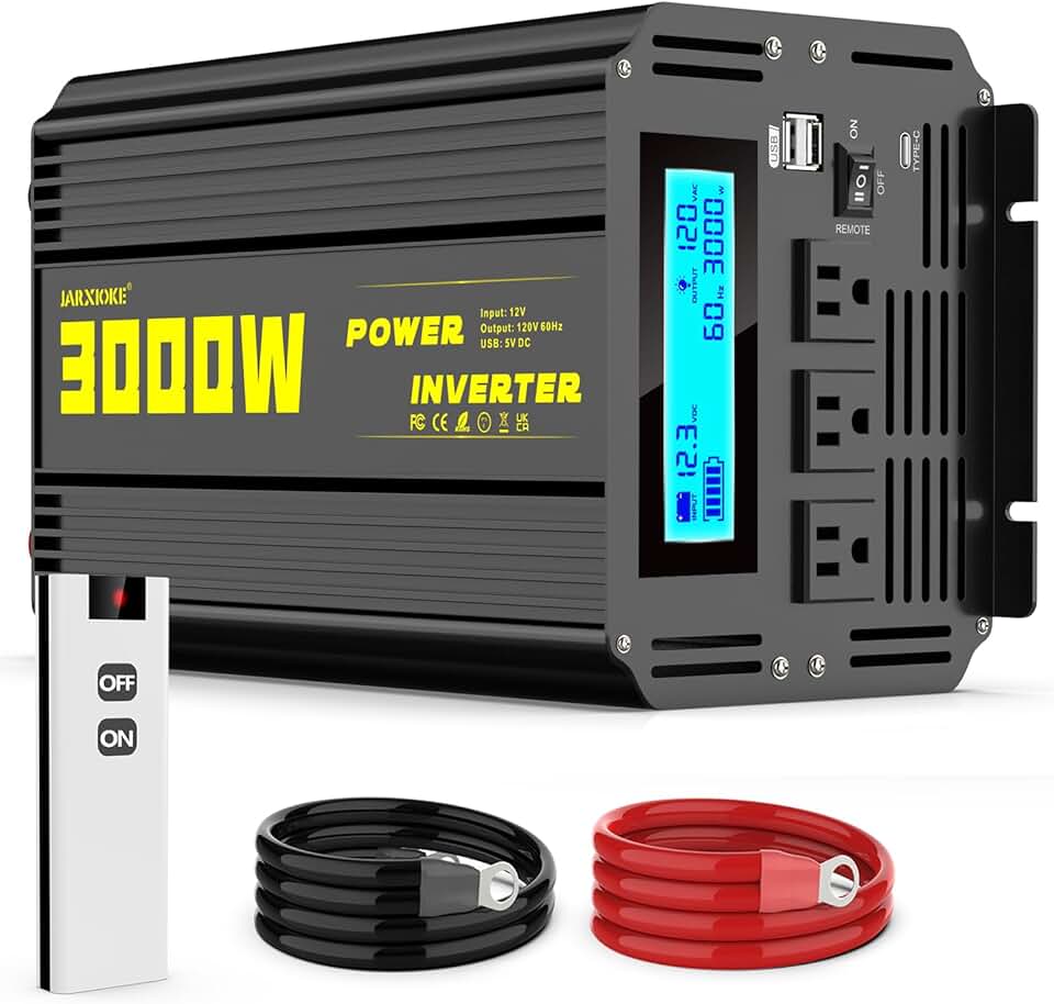 3000 Watt Modified Sine Wave Power Inverter, 12V DC to AC 110V/120V ...