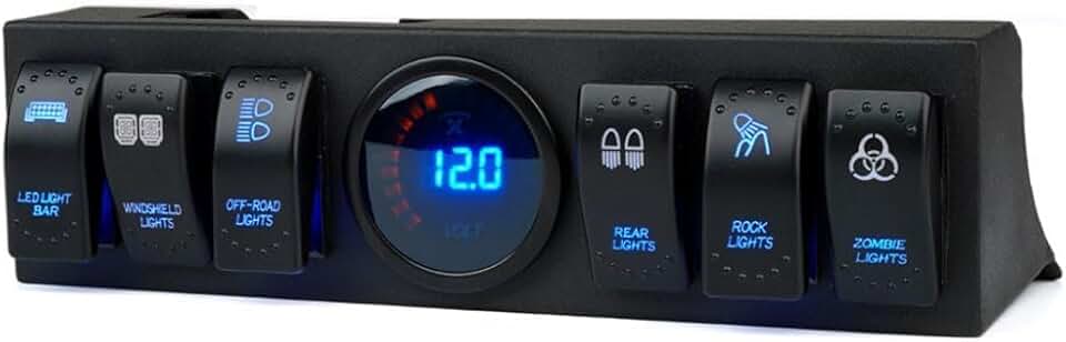 Xprite G3 6 Rocker Switch Panel with Digital Voltmeter, Switch Panel ...