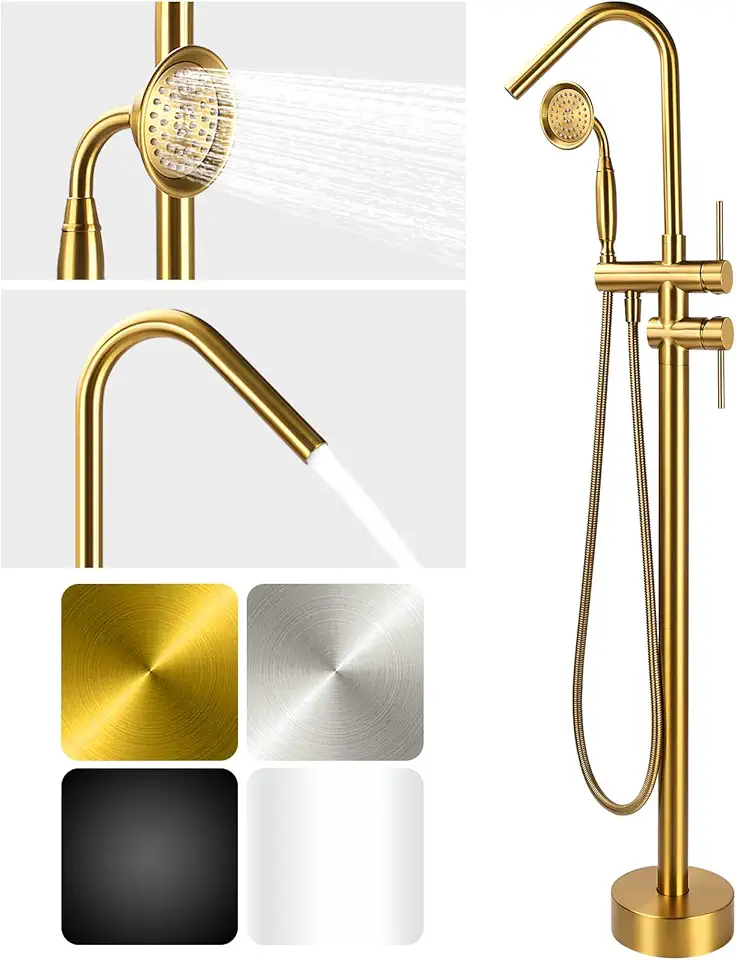 Free Standing Tub Faucet High Flow Tub Filler Floor Mount Freestanding ...