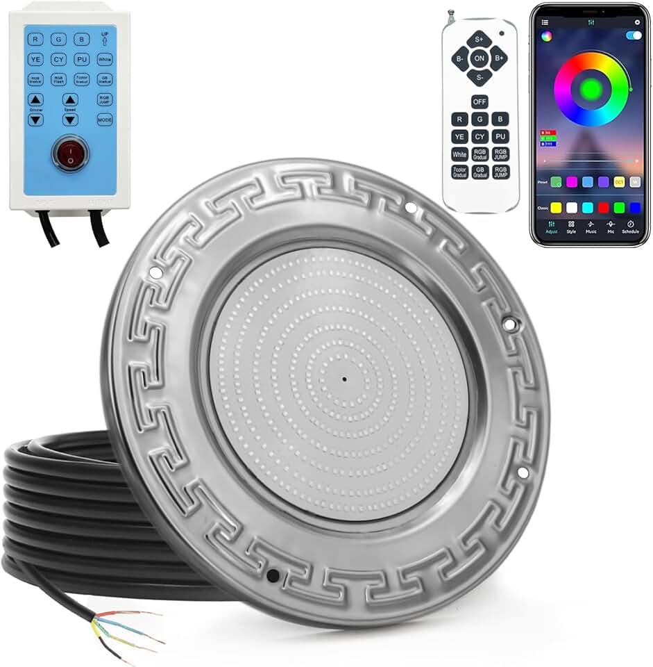 Pool Lights for Inground Pool, 60W 10 Inch LED Inground Pool Light with ...