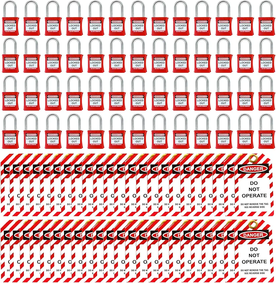 Lockout Tagout Locks Set - 50 Red Safety Padlocks Keyed Differently ...