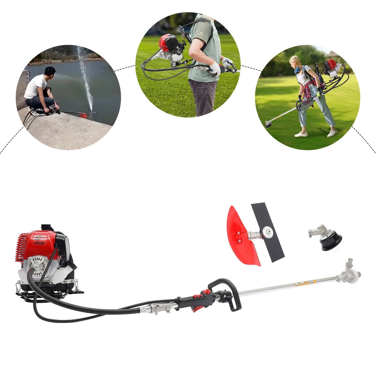 31CC 4-stroke Backpack Gas Garden Brush Cutter Grass Trimmer Lawn Mower ...
