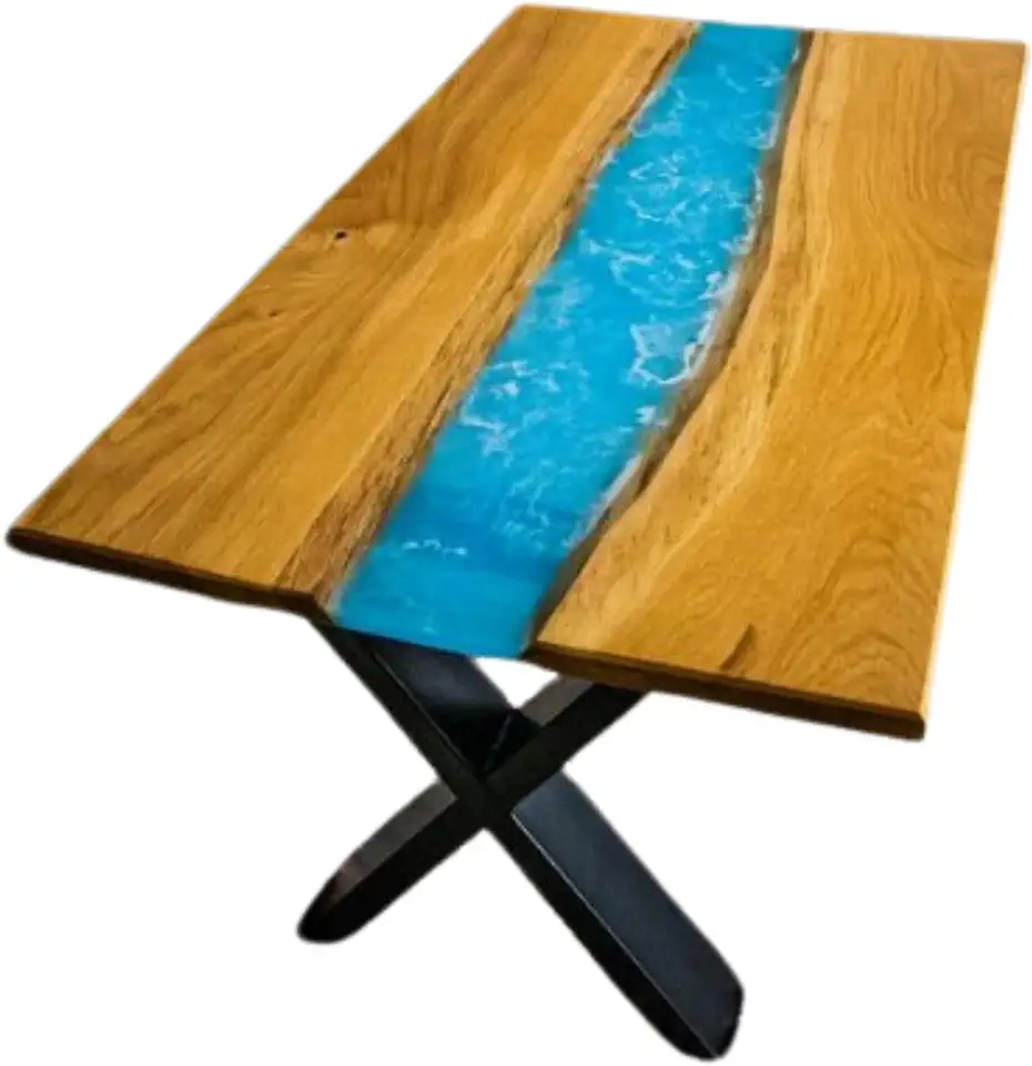 Ocean Large Wooden Table, Custom Epoxy Resin Handmade Table, Wood ...