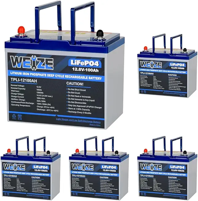 WEIZE 12V 100Ah LiFePO4 Lithium Battery, Upgrade Mini Size ...