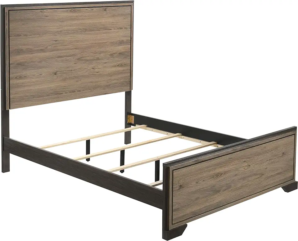 Baker Panel Bed Brown and Light Taupe, Eastern King - Overstock Arizona