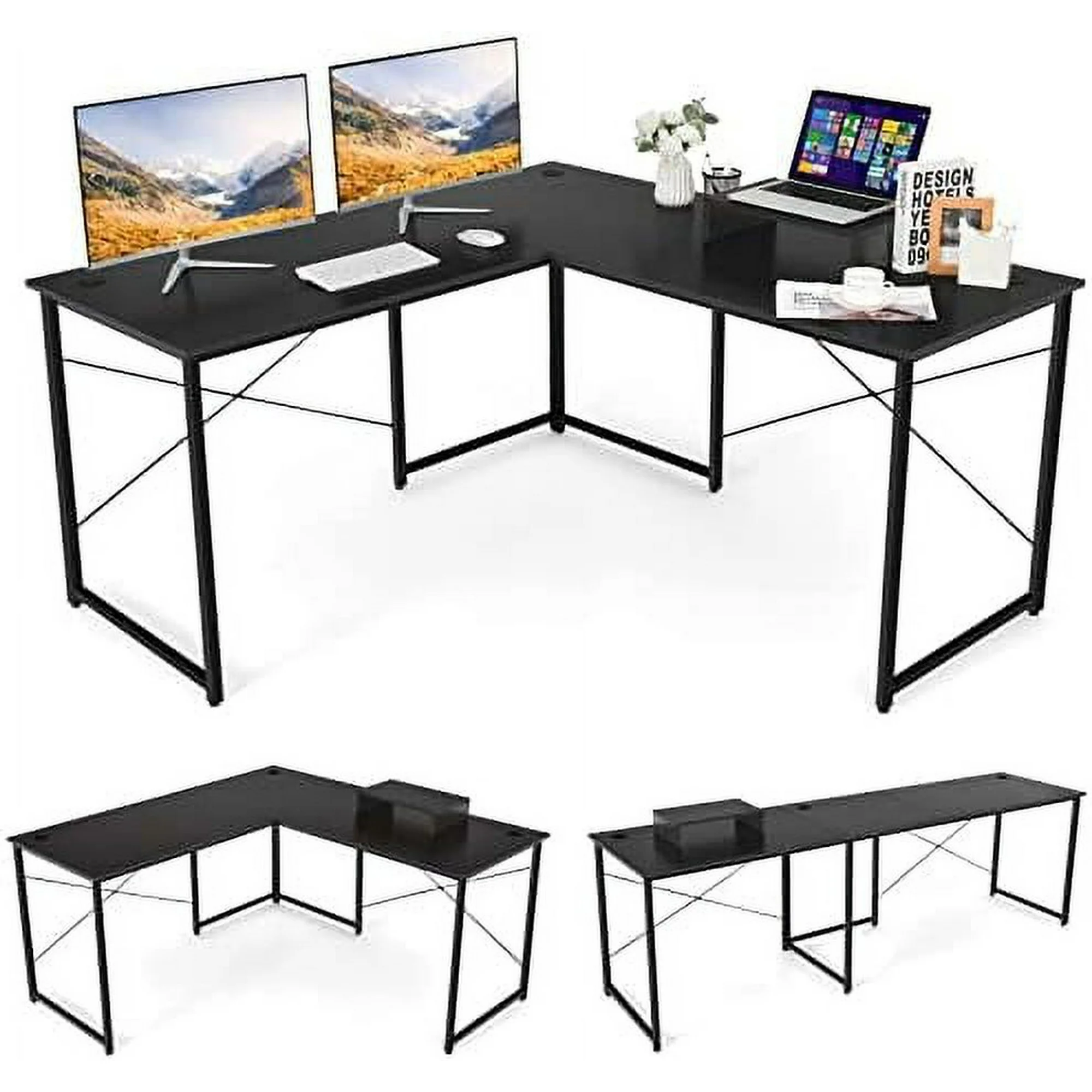 CKPFVY L-Shaped Computer Desk 95 Inch Reversible Corner Desk with ...