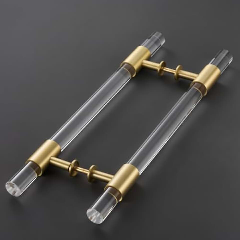 Modern Clear Acrylic Sliding Door Handles with Brass Base, Commercial ...