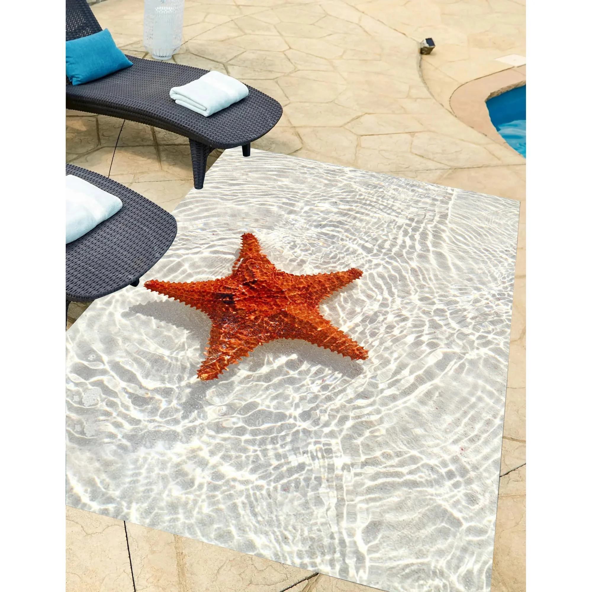 Brown Starfish Beach Theme Pattern Indoor Outdoor Area Rug for Patio ...