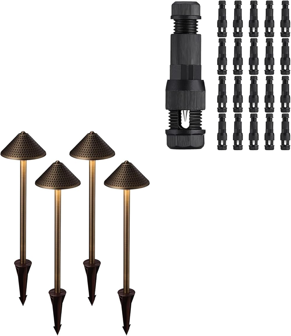 LEONLITE Pathway Lights Bundle Wire Connectors, 4-Pack Outdoor Solid ...