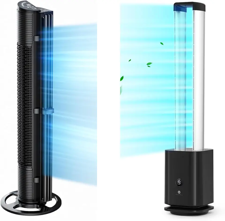 U ULTTY Tower Fan for Bedroom & Air Purifier Bladeless Fan Filter 99.97 ...