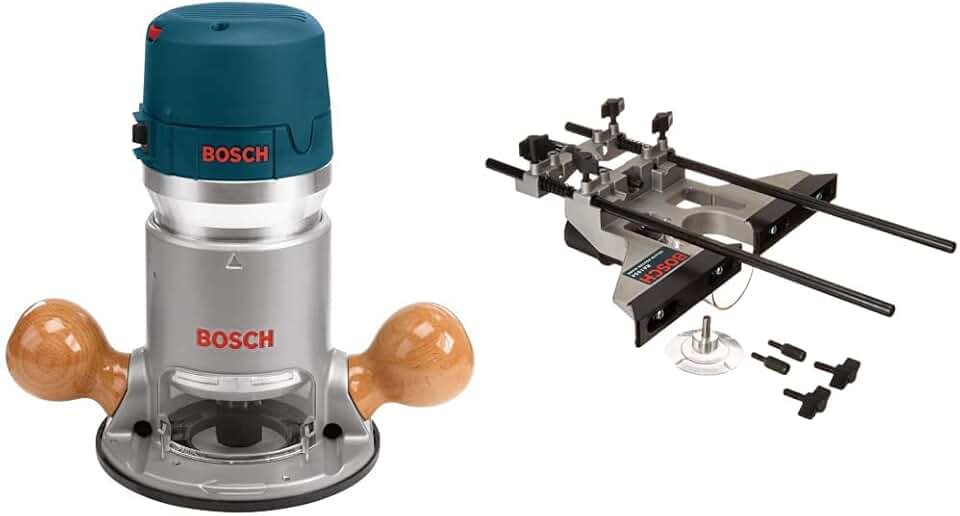 BOSCH 1617EVS 2.25 HP Electronic Fixed-Base Router and RA1054 Deluxe ...