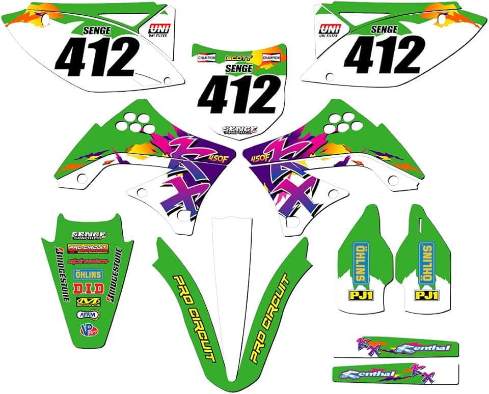 2009-2011 KX 450 F Throwback Green Senge Graphics Complete Kit with ...