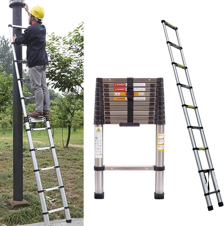 Telescoping Extension Ladder, Folding Ladder Stainless Steel Telescopic ...