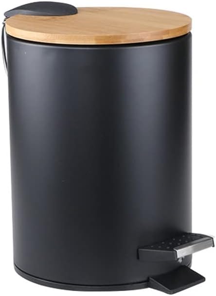 3/5L Wooden Flip Step Trash Can Garbage Rubbish Bin Waste Container ...