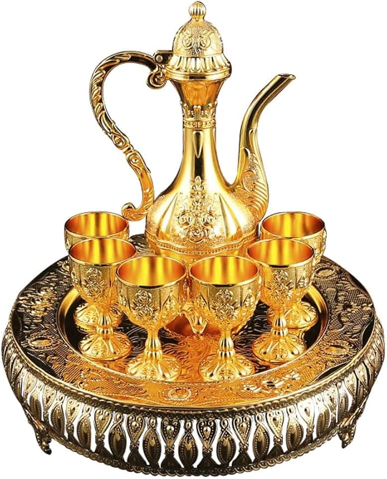 DFHBFG Wine Set Metal Hotel Home Gold Wine Pot Wine Glass Banquet ...