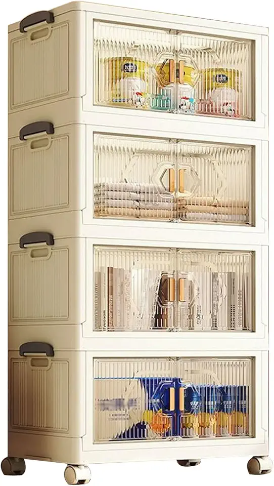 Collapsible Stackable Storage Bins 4 Tier, Closet Organizers and ...