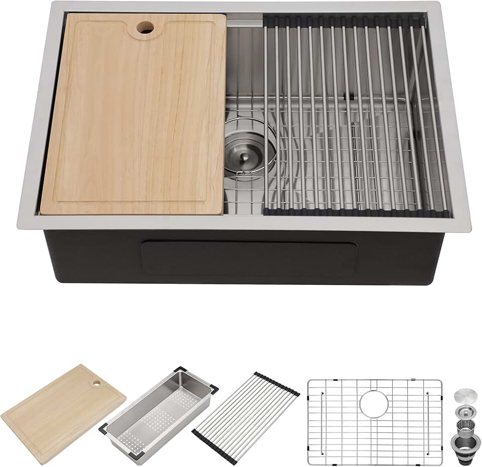 27 Inch Undermount Kitchen Sink 27"x19"x9" Handmade Stainless Steel ...
