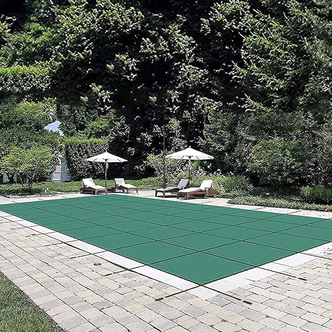 Happybuy 20x40 ft Inground Pool Safety Cover - Rectangle Green Mesh ...