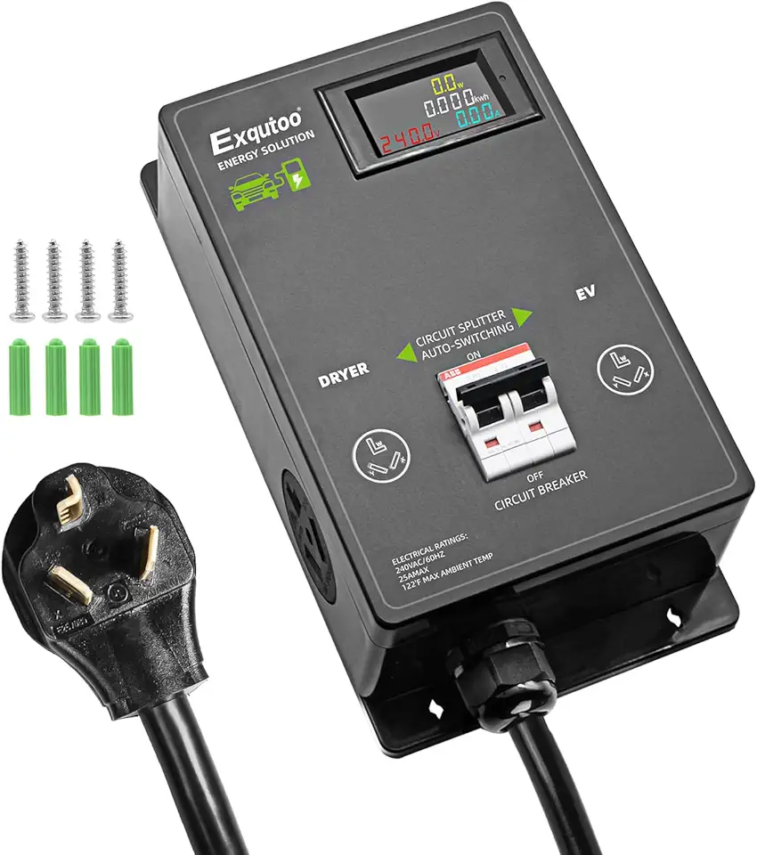 NEMA 10-30 Smart Splitter with Breaker - 240V Auto Power Switch for ...