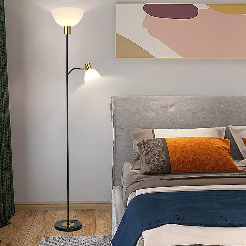 Creative Double Head Floor Lamp Acrylic Lampshade Standing Lamps Soft ...