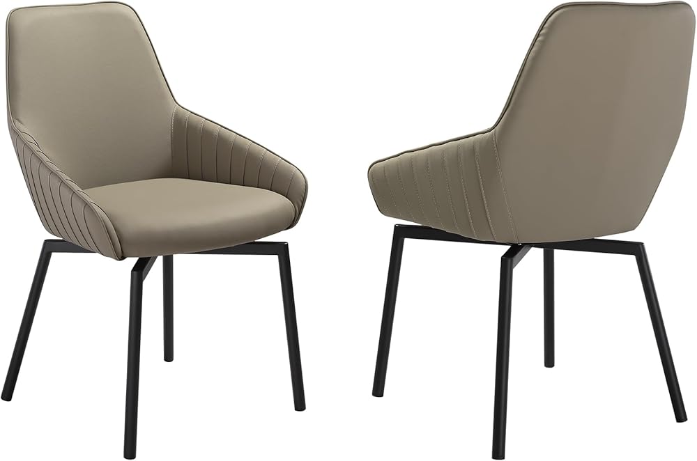 Armen Living Shilo Modern Swivel Upholstered Dining Chair, Set of 2 ...
