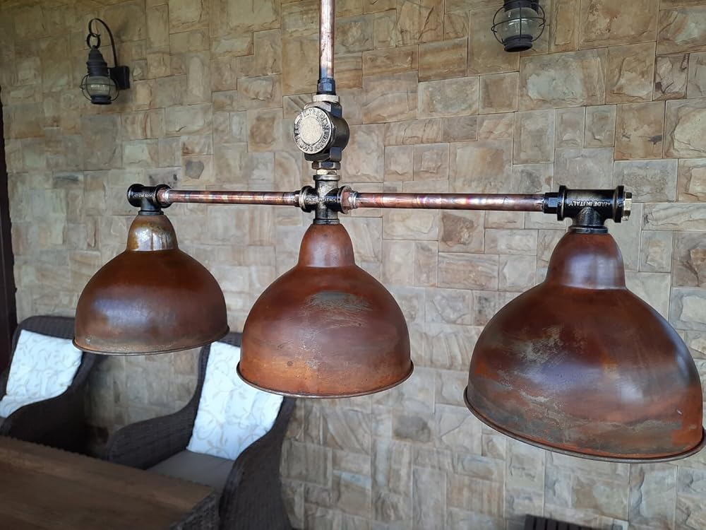 Pendant light Copper Industrial Lighting Rustic Chandelier Rusty Farm ...