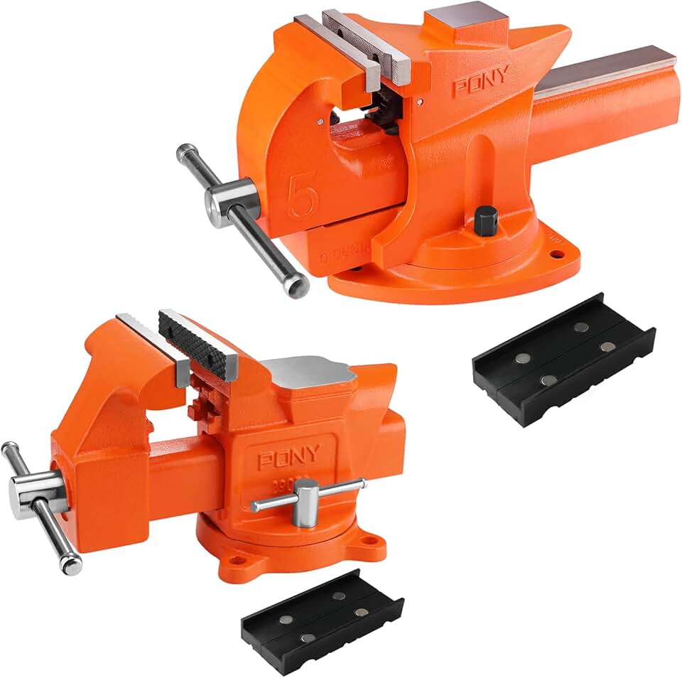 2 PONY Bench Vises, 5" Heavy-Duty Utility Combination Pipe Home Vise ...
