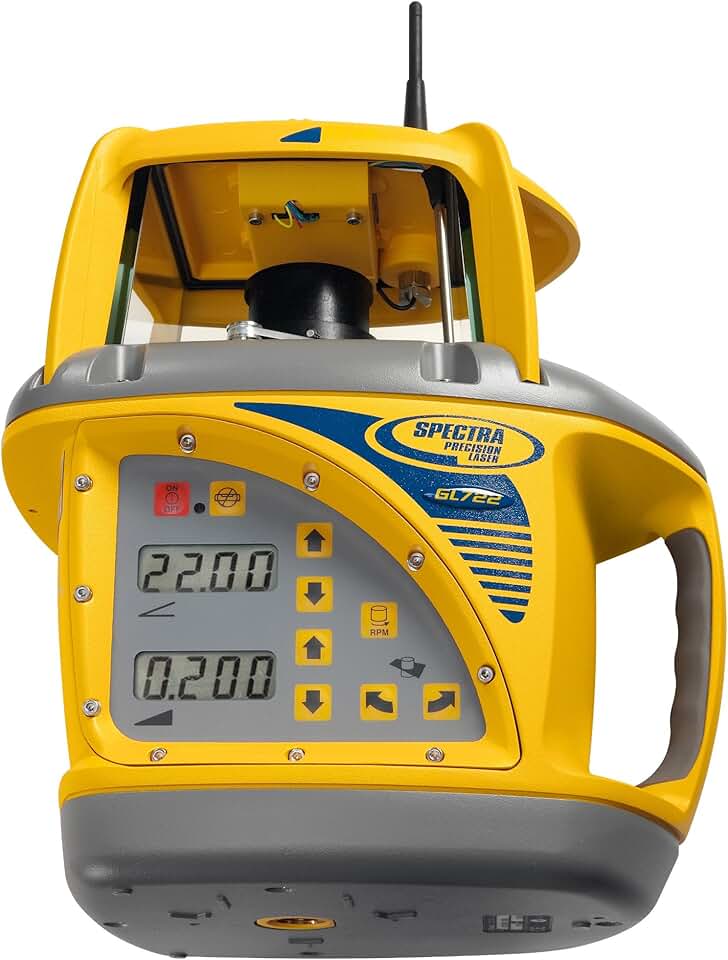 GL722 Dual Grade Laser with CR600 Receiver, RC703 Long-Range Radio ...