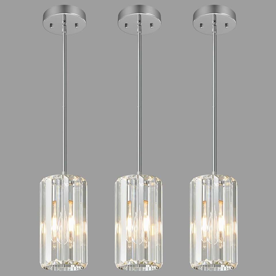 Chrome Pendant Lighting Modern Pendant Light Mini Crystal Chandeliers ...