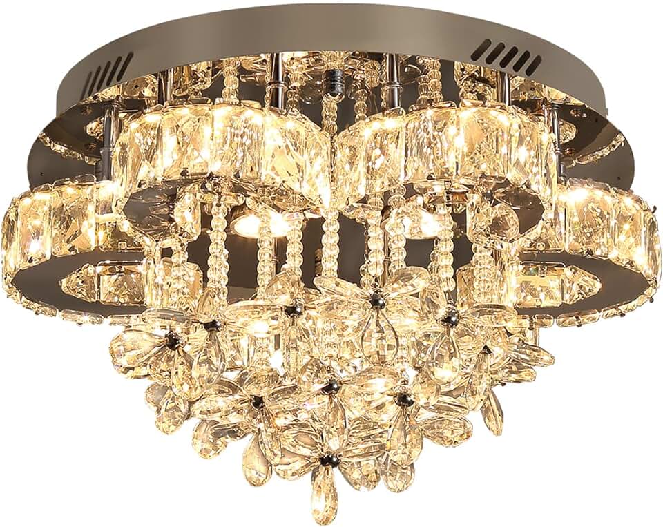 W16'' Modern Crystal Chandelier for Living Room Dinning Room Crystal ...
