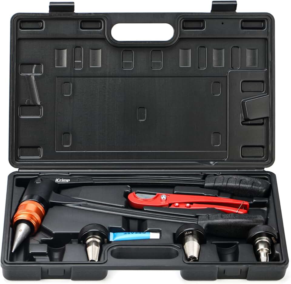 iCrimp PEX-A Expander Tool Kit with Self-Rotary Expansion Heads 1/2,3/4 ...